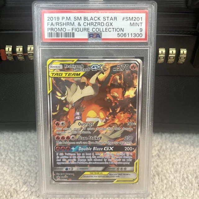 POKÉMON TCG RESHIRAM Charizard GX Tag Team Sun Moon SM201 Promo PSA 9 £ ...
