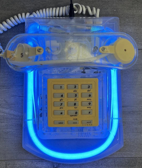 VINTAGE CICENA ROXANNE 1980’s Clear Lucite Phone Light-Up Neon Blue ...