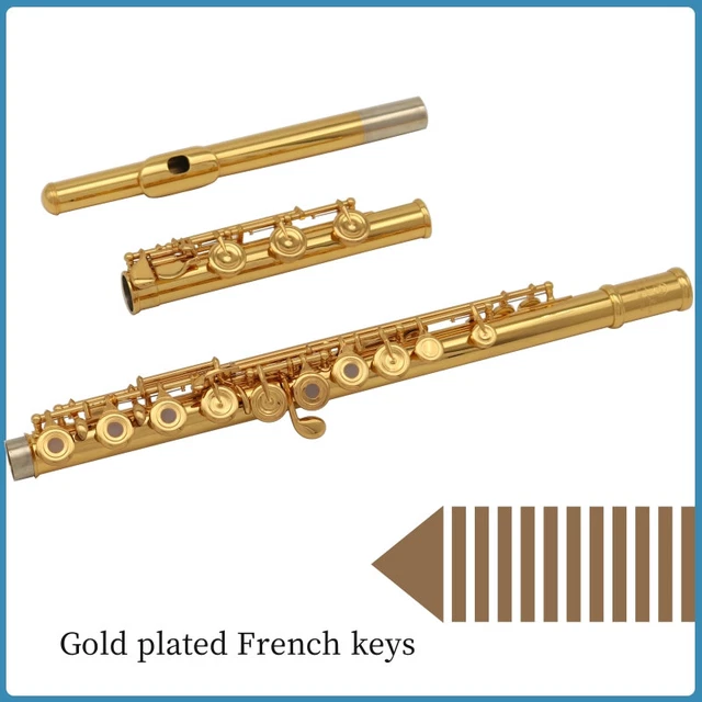 17KEY OPEN HOLE B foot Italian flute with box quality gold-plated $410. ...
