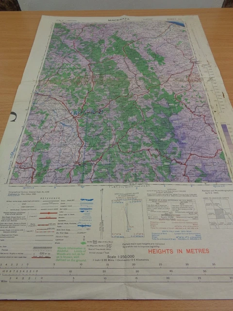WW2 BRITISH ARMY / RAF map of ITALY entitled "MACERATA" (May 1943) EUR ...