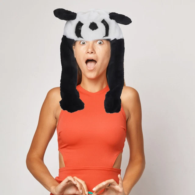 PANDA HAT WITH Ear Moving Jumping Funny Cosplay Hat Cap Plush Panda Hat Party £13.19 - PicClick UK