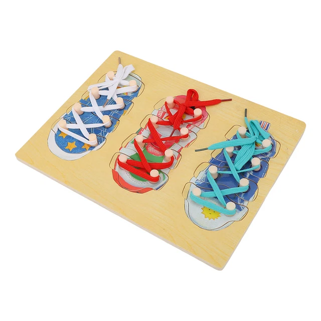 ELDERLY CHILDREN SENSORY Activity Board Wooden Practice Lace Up Tie ...