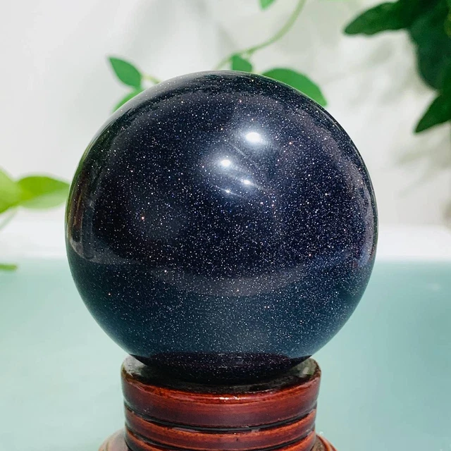 372G MAN-MADE BLUE Sand Quartz Sphere Crystal Ball Decoration Energy ...