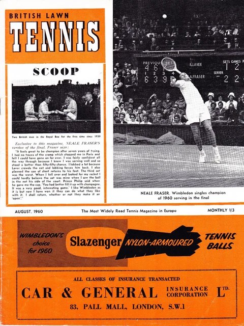 BRITISH LAWN TENNIS & SQUASH MAGAZINE AUGUST 1960 Wimbledon Review £4. ...