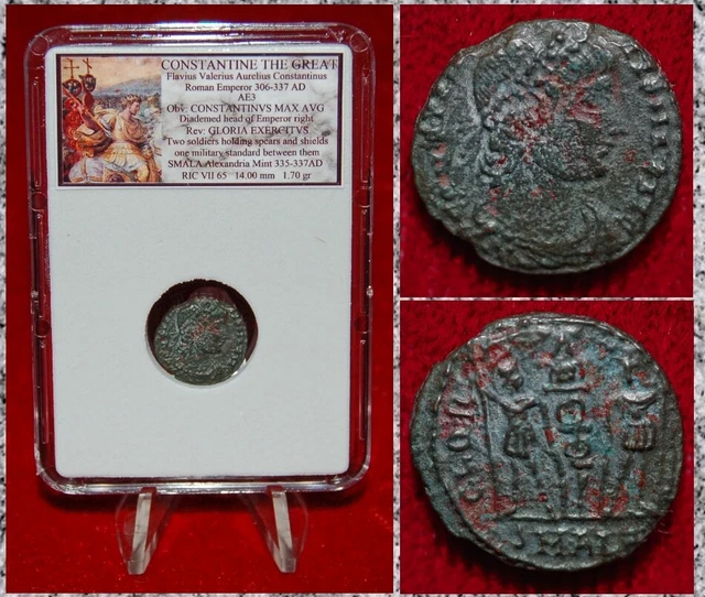ANCIENT ROMAN EMPIRE Coin CONSTANTINE THE GREAT Two Roman Soldiers ...