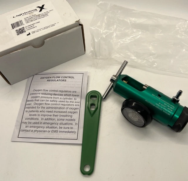 LIGHTNING X O2 Mini Oxygen Regulator CGA-870 Gauge Flow Rate 0-15lpm ...
