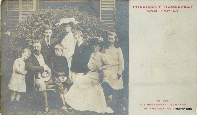 C-1905 PRESIDENT ROOSEVELT Family Rotograph Undivided RPPC Real Photo ...