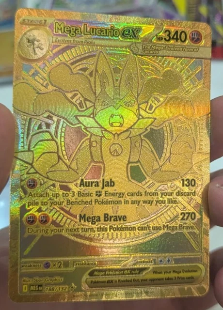 POKEMON ENGLISH MEGA Evolution - Gold Mega Lucario - MUR 188/132 In ...