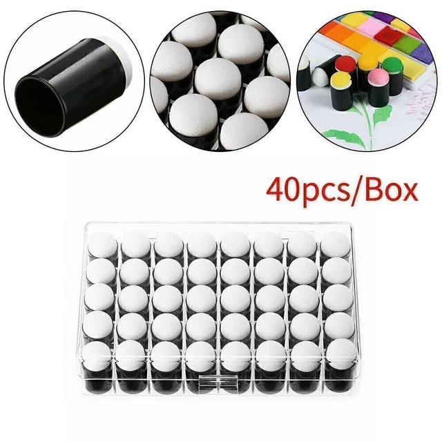40PCS FINGER SPONGE Daubers Paint Ink Stamping Pad Brush Crafts +Storage Box Set £12.29 ...