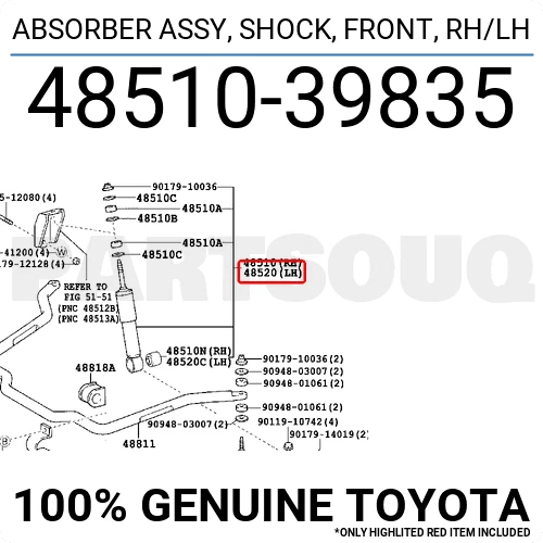 4851080236 GENUINE TOYOTA ABSORBER ASSY, SHOCK, FRONT, RH/LH 48510 ...