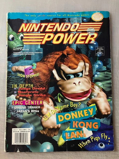 NINTENDO POWER MAGAZINE July 1995 Vol 74 Donkey Kong Land Poster ...