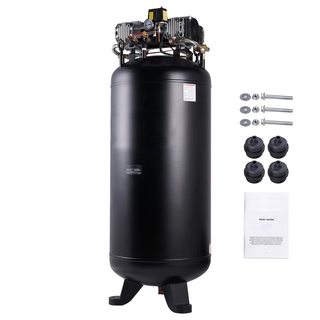 80 GALLON AIR Compressor 6.5 HP 15.5 SCFM@90 PSI 2-Stage 145PSI 3-Phase ...