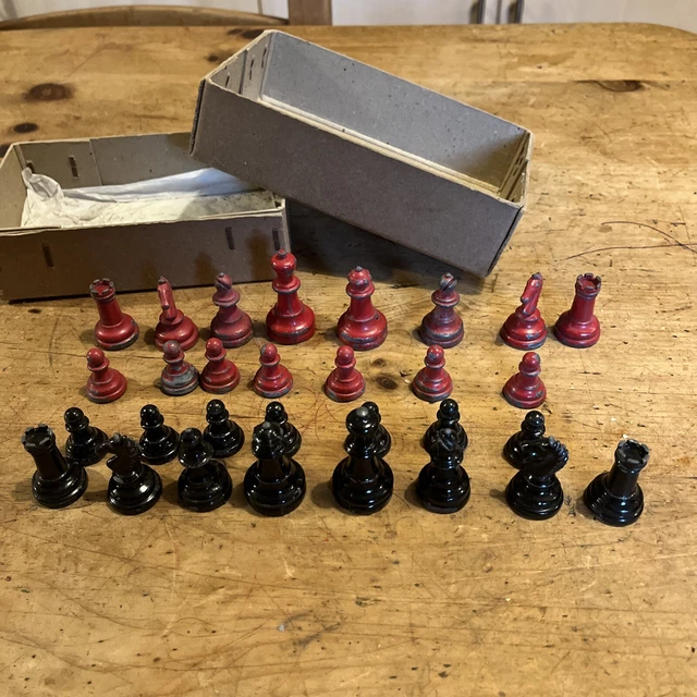 1950-60S BOXED CAST Lead Chess Set 2 Pawns Missing For Parts £10.00 ...