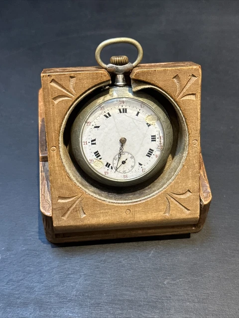 ANCIENNE BOITE EN Bois Souvenir de Paris Porte Montre à Gousset Art ...