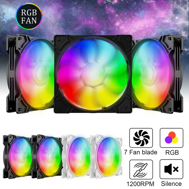 RGB PC COMPUTER Case Game Cooling Fans Silient Air Cooler Fans 4-Pin ...