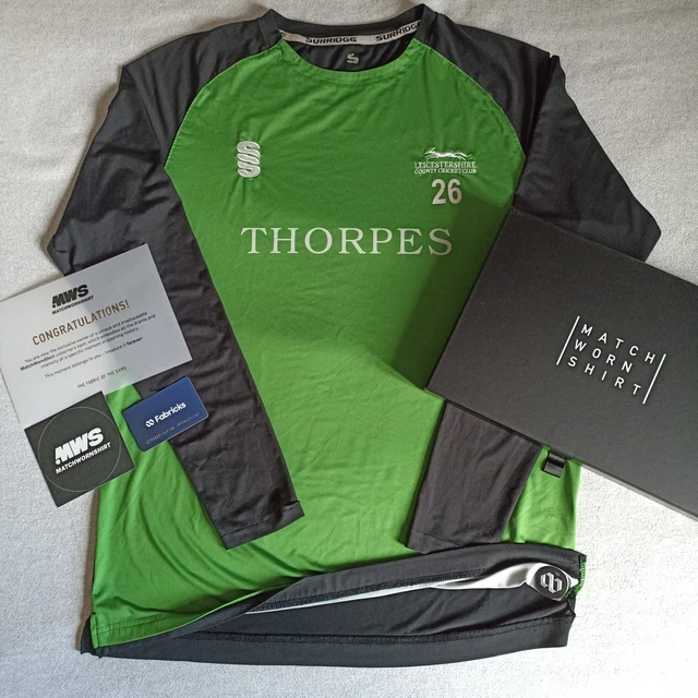 RISHI PATEL MATCH Worn Training Shirt 2023 Leicestershire CCC Cricket ...