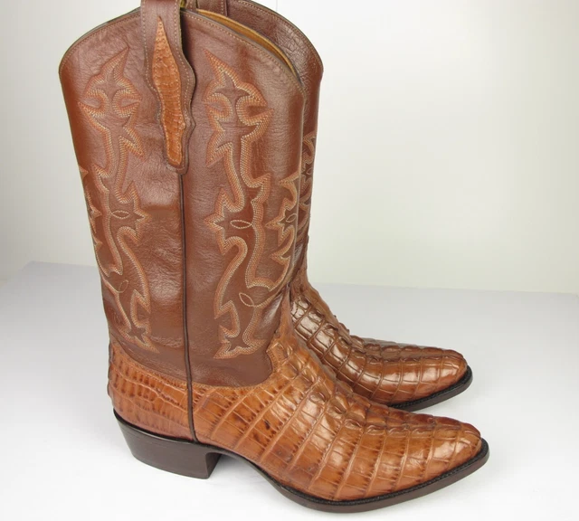 MINT CUSTOM TAN Crocodile Alligator Tail Skin Cowboy Boots 12.5 D £263. ...