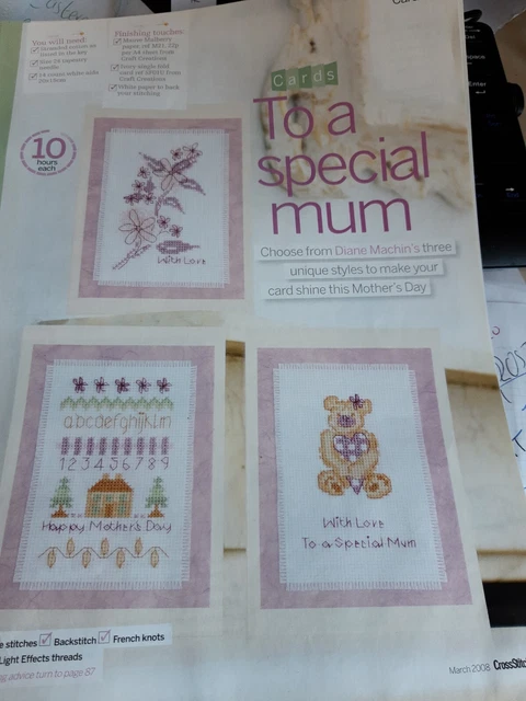 DIANE MACHIN 3 Mothers Day Card Designs cross stitch chart only / C2 ...