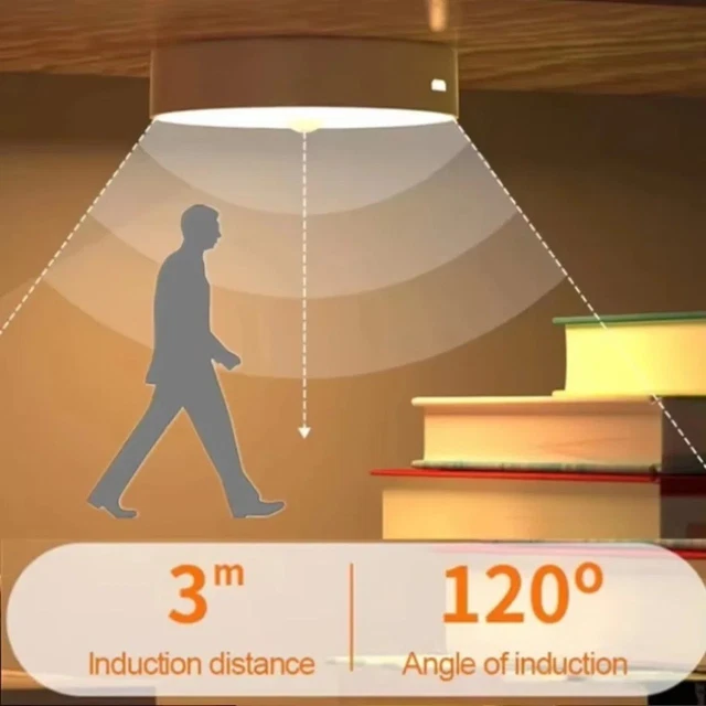 LED MOTION SENSOR Light Rechargeable PIR USB Portable Cabinet Stair ...