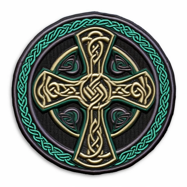 CELTIC CROSS PATCH Iron-on Applique Christian Norse Irish Knight Religion Badge £5.54 - PicClick UK