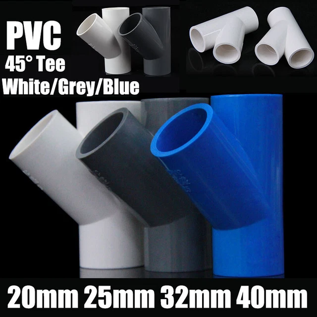 PVC WATER SUPPLY Pipe Fitting 3Way Connector 45° Lateral Elbow Tee 20 ...