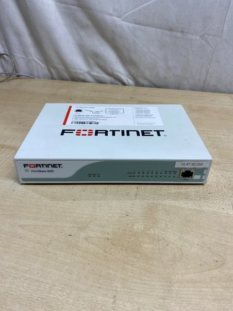 FORTINET FORTIGATE 60D Firewall Safety Device - Tested - CP208F £31.45 ...