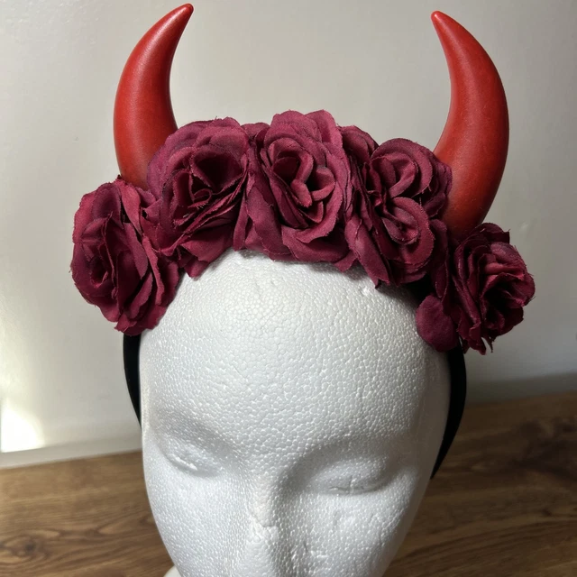 HALLOWEEN COSTUME ACCESSORY Headband Roses W/Devil Horns New £9.03 ...