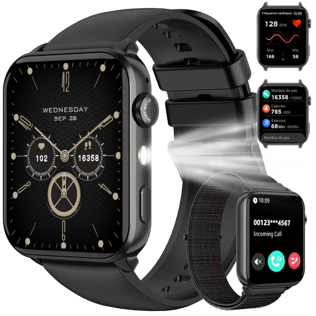 SMART WATCH FOR Men Women with Answer/Make Call LED Flashlight Fitness ...