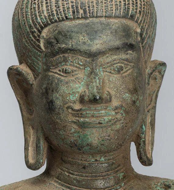 ANTIQUE KHMER STYLE Bronze Vishnu Torso Statue - Protector -27cm/11 ...