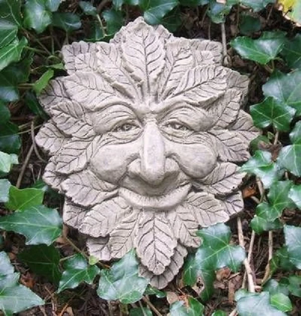 STEIN RELIEF, STEINFIGUR Greenman, Blattgesicht Oaksmile, Steinguss ...