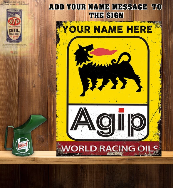 PERSONALISED AGIP RACING OIL F1 GARAGE WORKSHOP SHED Metal Wall Sign ...