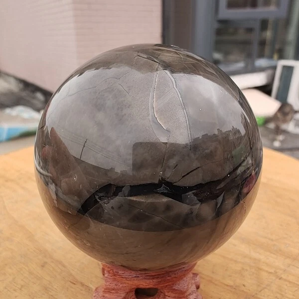 505G RARE NATURAL blue Volcanic Rock agate Sphere Quartz Crystal Ball ...