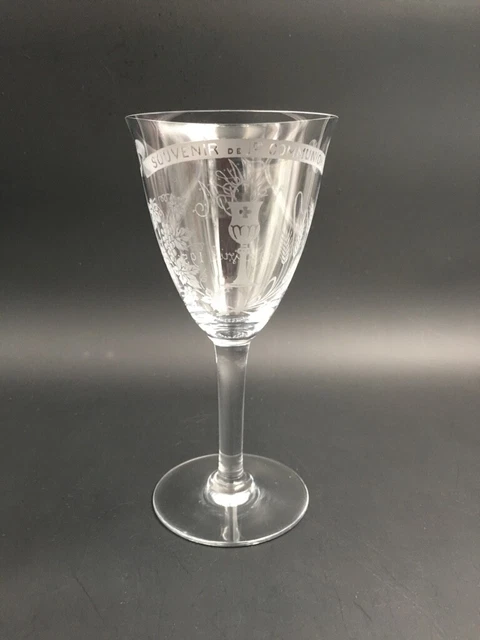 VERRE DE 1ÈRE communion cristal daté 1956 Vintage first communion crystal glass EUR 15,00 ...