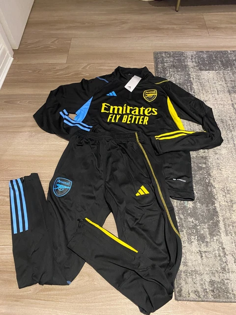 ADIDAS ARSENAL DRI Fit Football Tracksuit - Black, Yellow & Blue ...