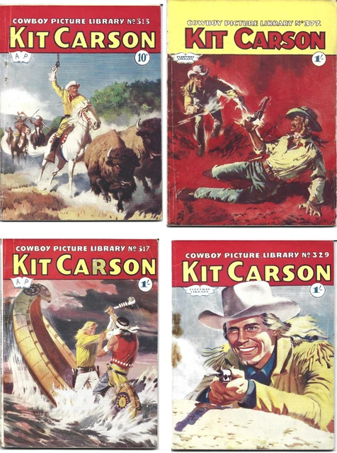 COWBOY PICTURE LIBRARY 4 KIT CARSON comics Nos 313 317 329 377 £13.46 ...