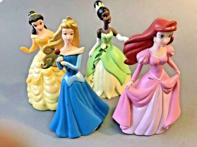 4 FIGURE IN plastica Disney Princess, Tiana, Ariel, Aurora, Belle ...