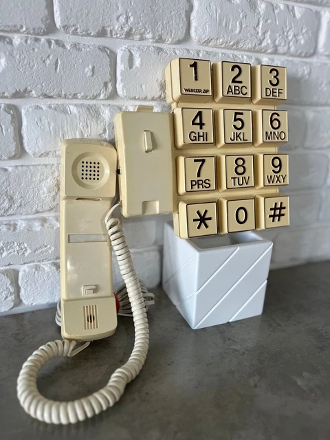 VINTAGE JUMBO BUTTON Webcor Zip Wall Phone Model 767UK England 1980's £ ...
