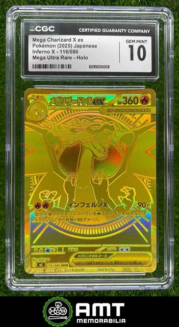MEGA CHARIZARD X ex CGC 10 2025 Pokemon Inferno X Japanese Holo #116/ ...