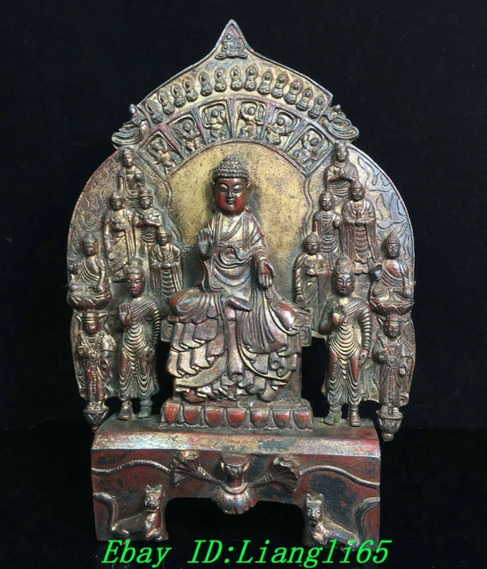 12 &BRONZEVERGOLDETE BUDDHISMUS Shakyamuni Shakyamuni Amitabha Statue EUR 280,00 - PicClick DE