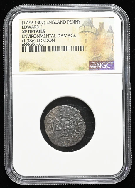 ENGLAND. EDWARD I Longshanks, 1272-1307. Silver Penny, London mint, NGC ...