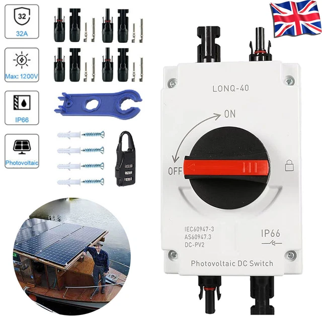 32A 1200V DC Solar Electrical Isolator Switch Circuit Breaker IP66 ...