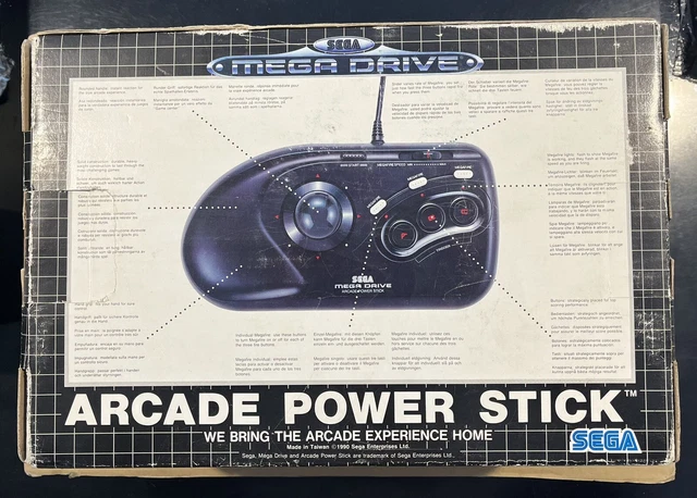 SEGA MEGA DRIVE ARCADE POWER STICK CONTROLLER COMPLETO vintage ...