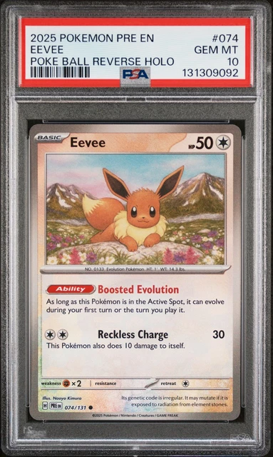 2025 POKEMON PRE En-Prismatic Evolutions Poke Ball Reverse Holo Eevee ...