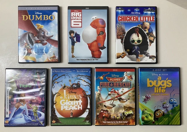 DISNEY ANIMATED MOVIE DVD Lot 7 DVDs Dumbo, Bugs Life, Big Hero 6 ...