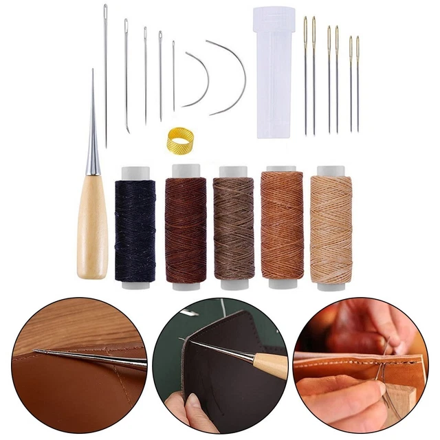 ENSEMBLE D'OUTILS DE couture en cuir avec aiguilles de chouette et fil de cire 1 EUR 11,51 ...