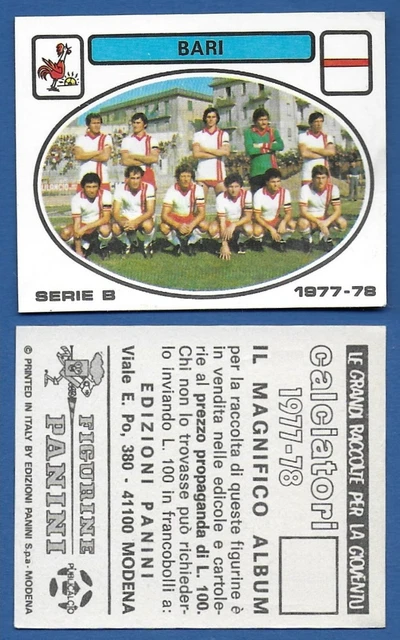 FIGURINA CALCIATORI PANINI 1977/78 - Nuova/New - N.370 Squadra - Bari ...