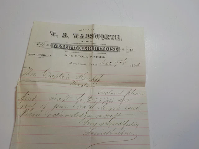 CIVIL WAR REAR Admiral Letter Matagorda Texas Letterhead Antique ...