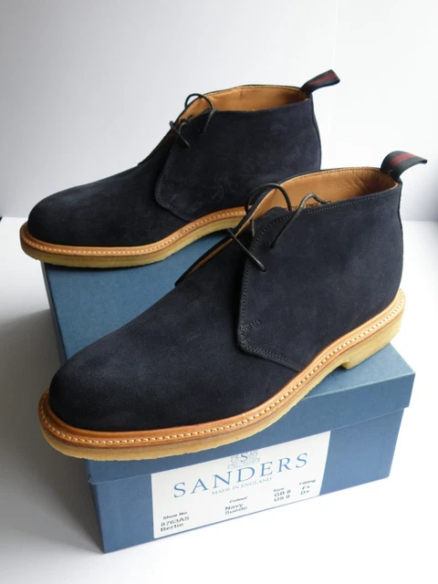NEW SANDERS BERTIE Navy Blue Suede Chukka Boot Shoes Uk 8 Made In ...