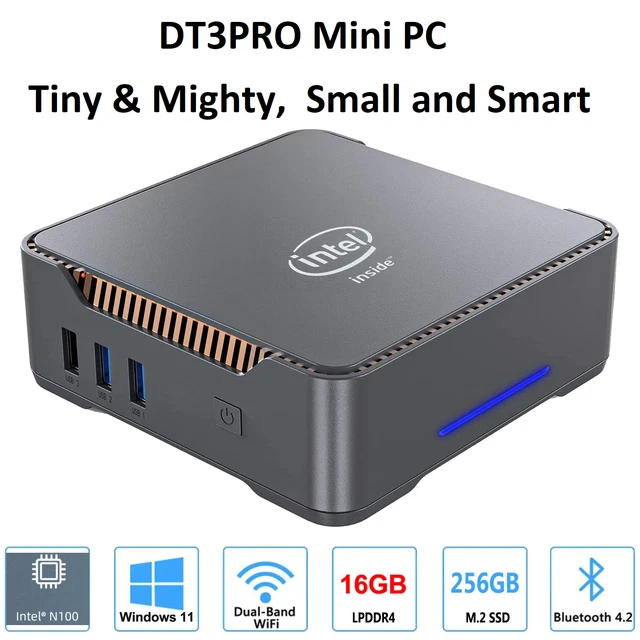 DT3PRO MINI PC Intel N100 Windows 11 DDR4 8/16GB 256/512GB WIFI5 1000M ...