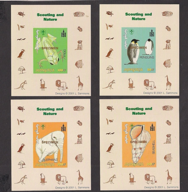 MONGOLIA 2001 DELUXE Miniature sheets complete set of 9 gold specimen ...